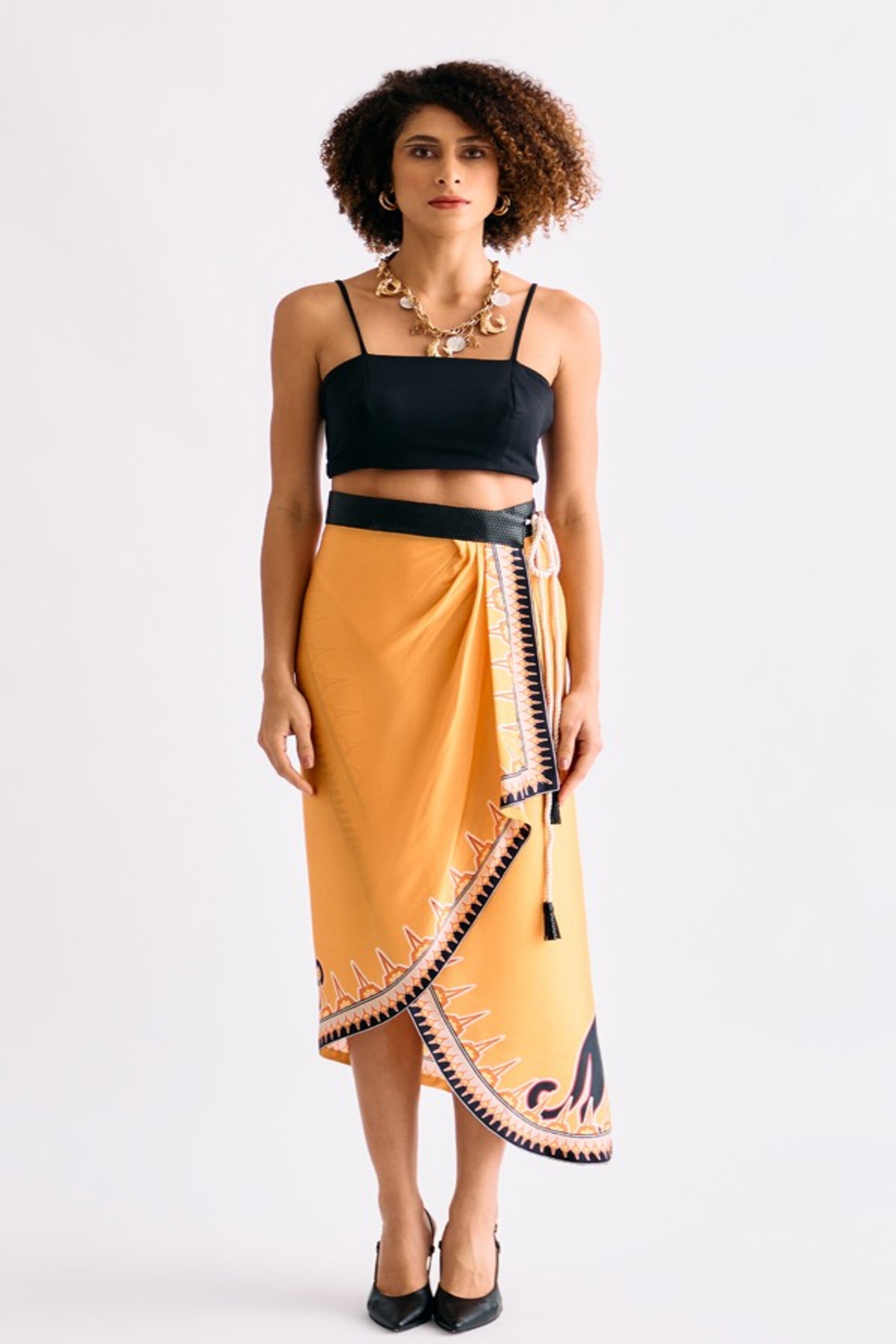 Buy Baniti Orange Luxury Satin Sarongs For Women Online